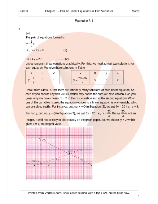 RD Sharma Class 10 Maths Solutions Chapter 3 - Pair of Linear Equations in Two Variables