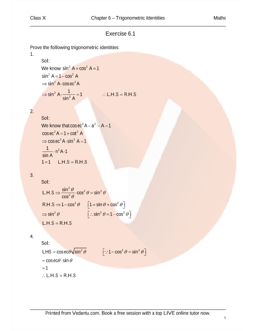 RD Sharma Class 10 Maths Solutions Chapter 6 Trigonometric Identities RD Sharma Class 10 Maths Solutions Chapter 6 Trigonometric Identities