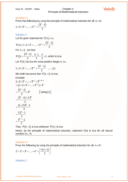 NCERT Solutions For Class 11 Maths Chapter 4 Principle Of Mathematical NCERT Solutions For Class 11 Maths Chapter 4 Principle Of Mathematical