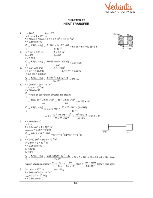 HC Verma Class 12 Physics Part-2 Solutions for Chapter 28 - Heat Transfer