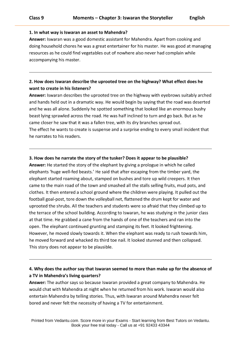 NCERT Solutions For Class 9 English Moments Chapter 3 Iswaran The NCERT Solutions For Class 9 English Moments Chapter 3 Iswaran The