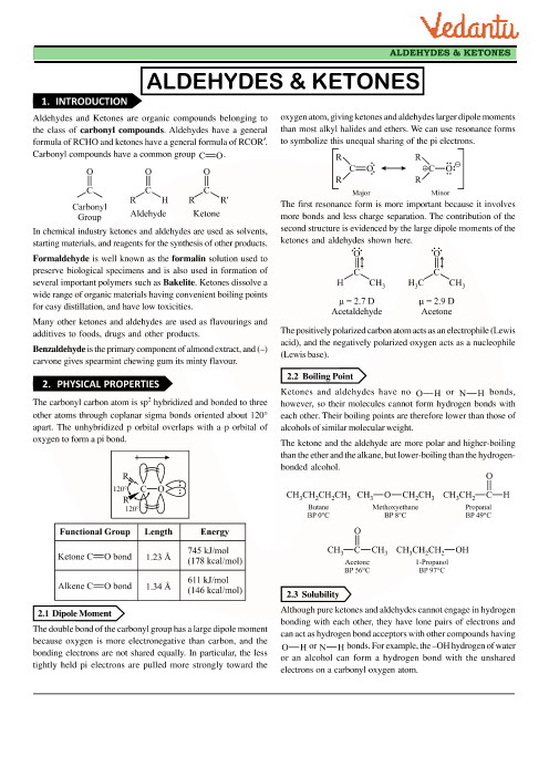 Class 12 Chemistry Revision Notes for Chapter 12 - Aldehydes, Ketones ...