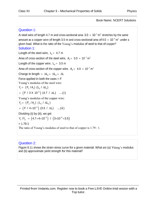 NCERT Books Free Download for Class 11 Physics Chapter 9 - Mechanical ...