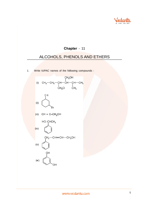 alcohol phenol and ether questions pdf