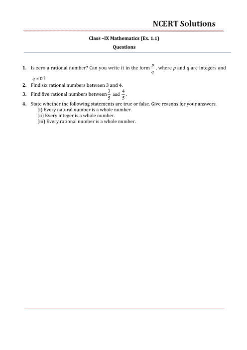 NCERT Books Free Download for Class 9 Maths Chapter 1 - Number Systems