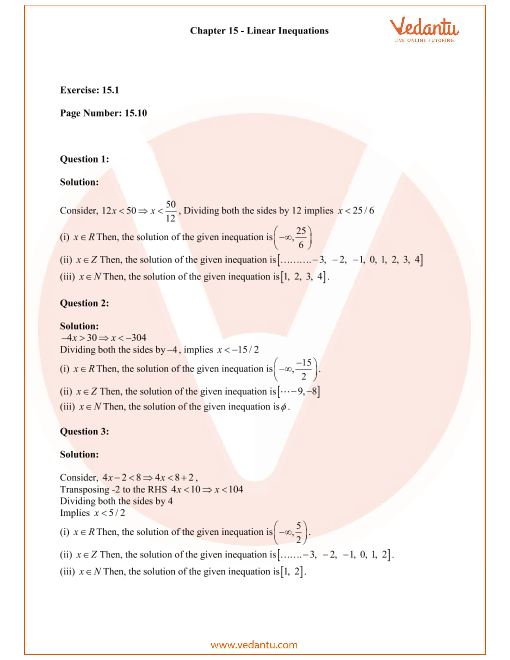 RD Sharma Class 11 Maths Solutions Chapter 15 - Linear Inequations