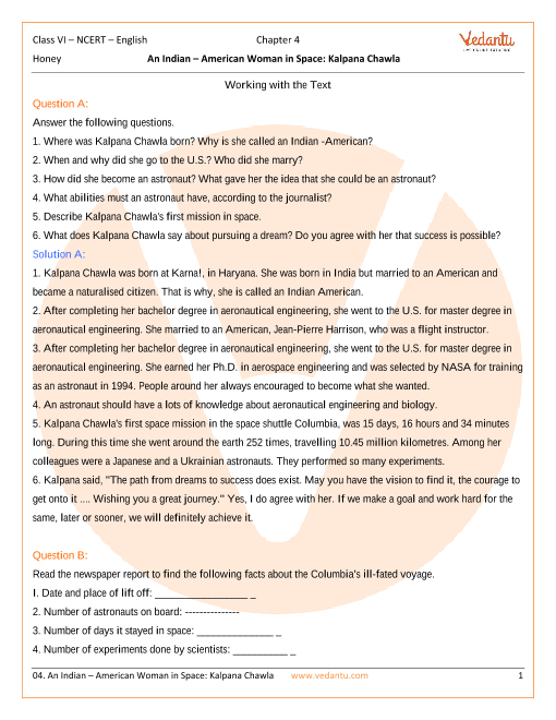 NCERT Solutions For Class 6 English Honeysuckle Chapter 4 An Indian NCERT Solutions For Class 6 English Honeysuckle Chapter 4 An Indian