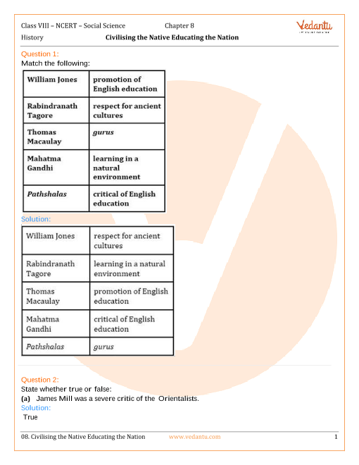 NCERT Solutions for Class 8 Social Science History Our Pasts-3 Chapter-8