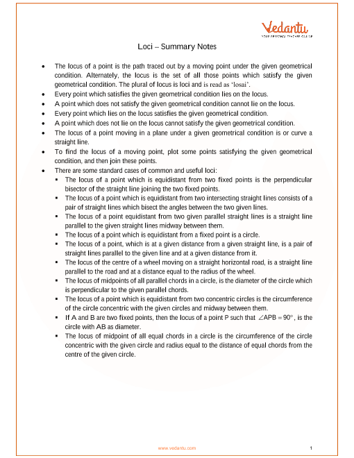 ICSE Class 10 Mathematics Chapter 16 - Loci Revision Notes