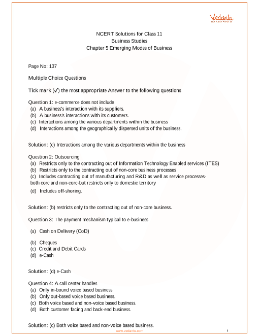 NCERT Solutions for Class 11 Business Studies - Chapter 5 - Emerging ...
