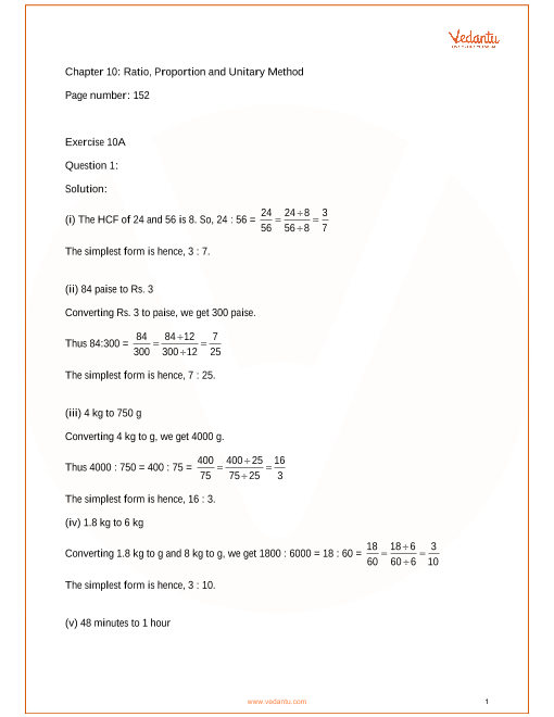 RS Aggarwal Class 6 Solutions Chapter 10 Ratio Proportion And Unitary RS Aggarwal Class 6 Solutions Chapter 10 Ratio Proportion And Unitary