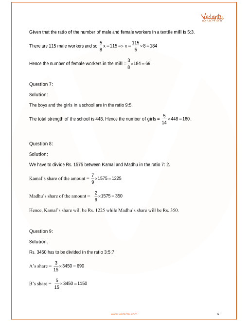 RS Aggarwal Class Solutions Chapter-10 Ratio, Proportion And Unitary ...