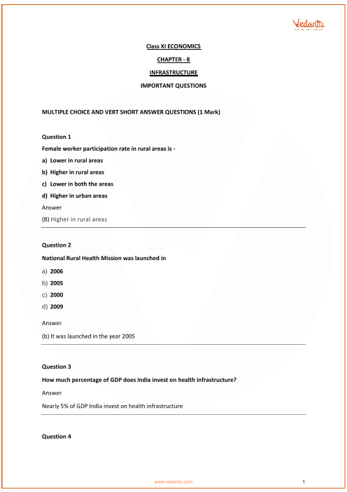 Important Questions For Cbse Class 11 Indian Economic Development 4275