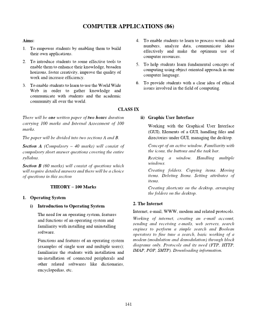 ICSE Class 9 Computer Applications Syllabus 2018 2019 Examinations ICSE Class 9 Computer Applications Syllabus 2018 2019 Examinations