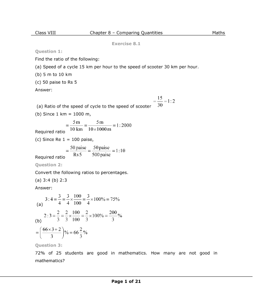 NCERT Solutions For Class 8 Maths Chapter 8 Comparing Quantities Ex 8 2 NCERT Solutions For Class 8 Maths Chapter 8 Comparing Quantities Ex 8 2