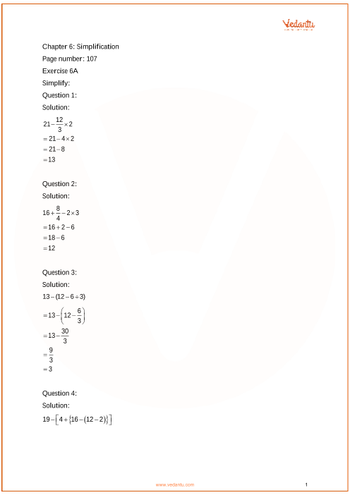 RS Aggarwal Solutions Class 6 Chapter-6 Simplification (Ex 6A) Exercise ...