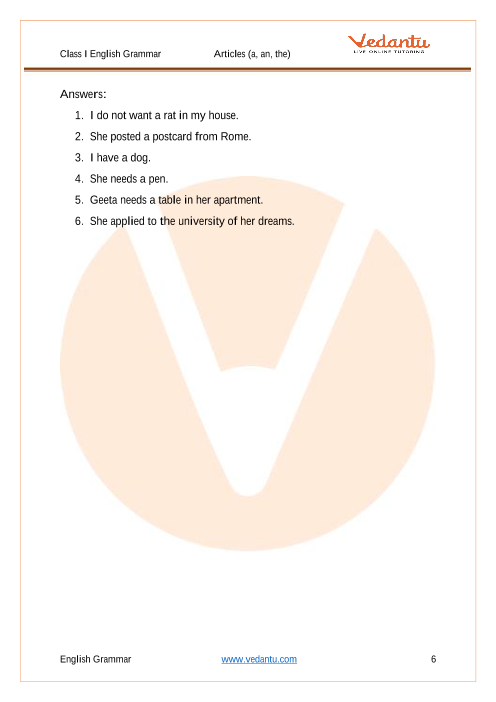Grade 1 Grammar Lesson 6 Articles A And An Good Grade 1 Grammar Lesson