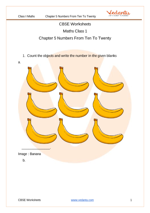 Class 1 Maths Worksheet