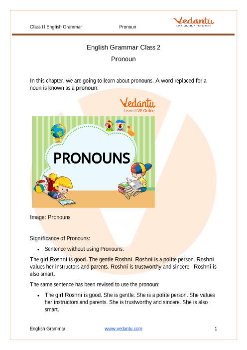 Cbse Class 2 English Worksheets For Pronoun Video Classes