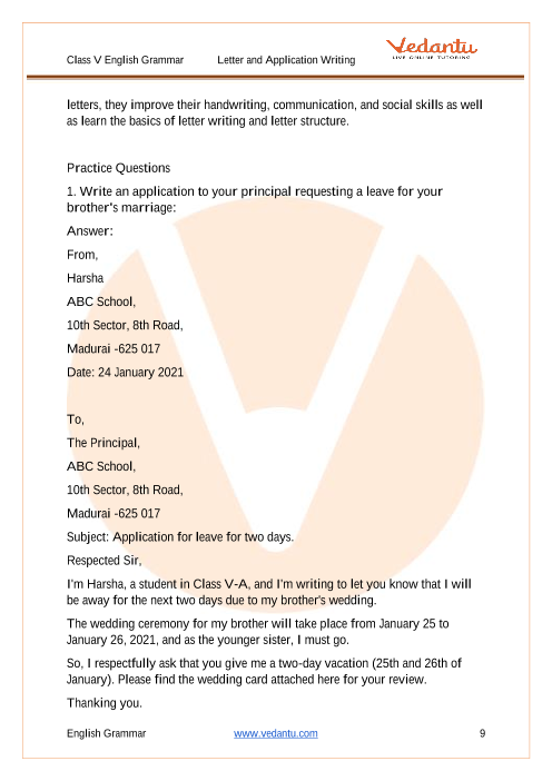 Application Letter Writing In English For Students - Infoupdate.org