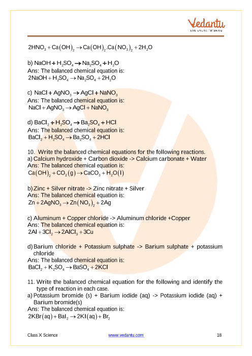 100 Balanced Chemical Equations