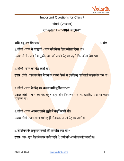 Important Questions For CBSE Class 7 Hindi Vasant Chapter 7 Papa Kho Gaye Important Questions For CBSE Class 7 Hindi Vasant Chapter 7 Papa Kho Gaye