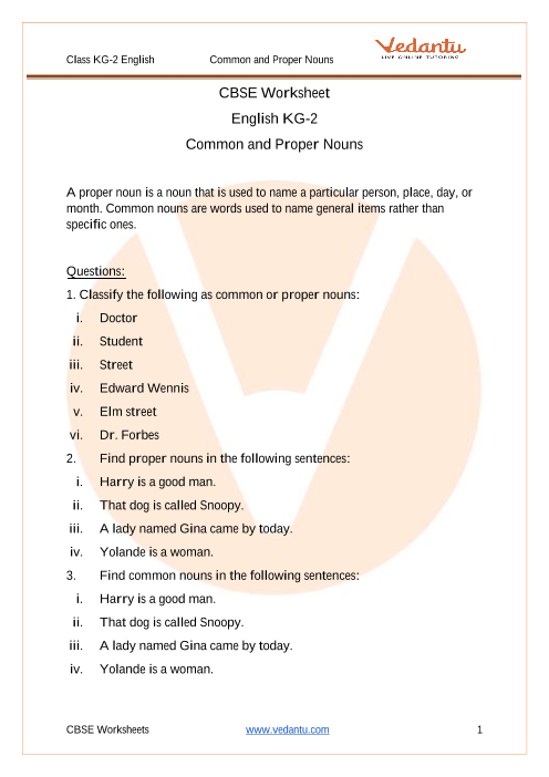 Common And Proper Noun Worksheets For Grade 2 Pdf Common And Proper