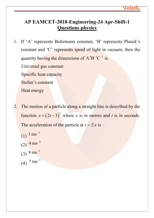 AP EAMCET 2018 Physics Previous Year Question Papers with Solutions ...
