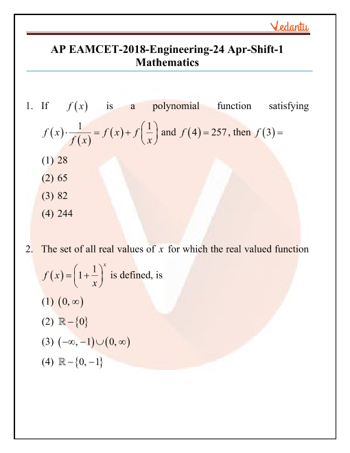 AP EAMCET 2018 Previous Year Question Papers with Solutions - 24th ...