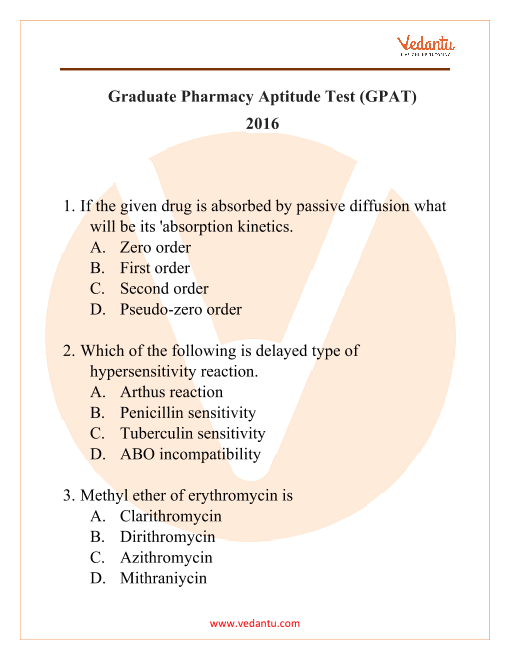 GPAT Question Paper 2016 PDF Download