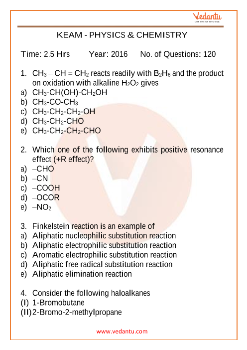 KEAM Question Paper 2016 PDF Download