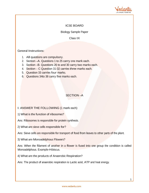 ICSE Sample Papers For Class 9 Biology Paper 2 2022 2022 ICSE Sample Papers For Class 9 Biology Paper 2 2022 2022