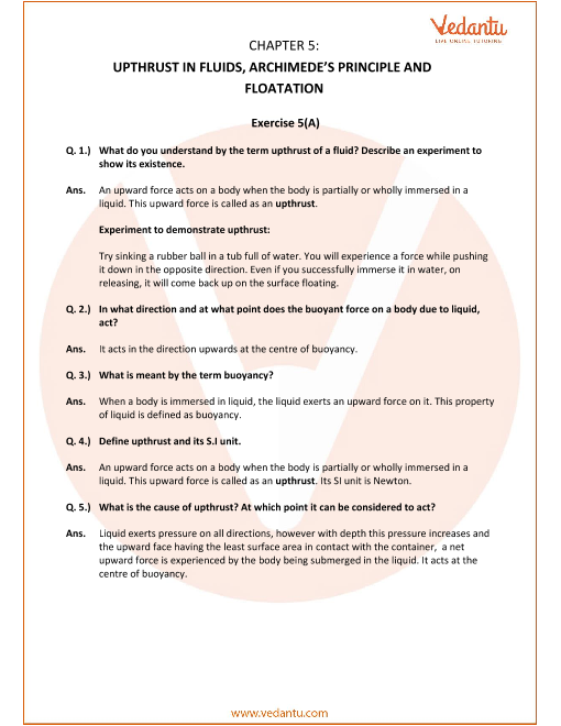 Selina Concise Physics Class 9 ICSE Solutions For Chapter 5 Upthrust Selina Concise Physics Class 9 ICSE Solutions For Chapter 5 Upthrust