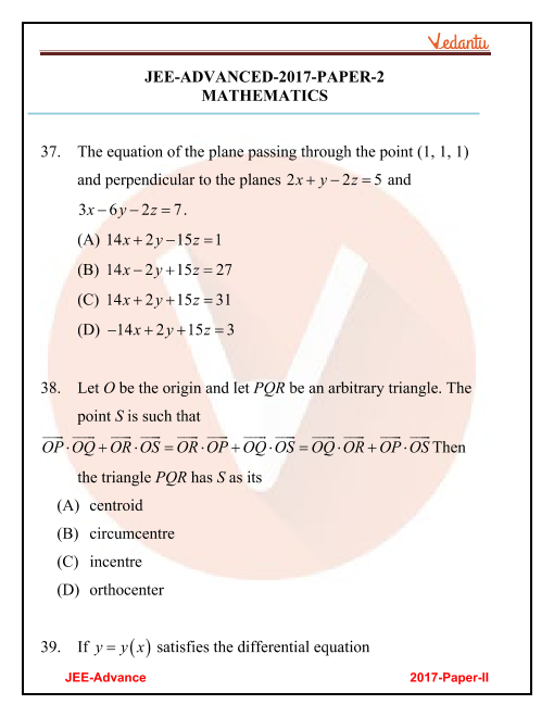 JEE Advanced 2017 Maths Question Paper-2 with Answer Keys - Free PDF ...
