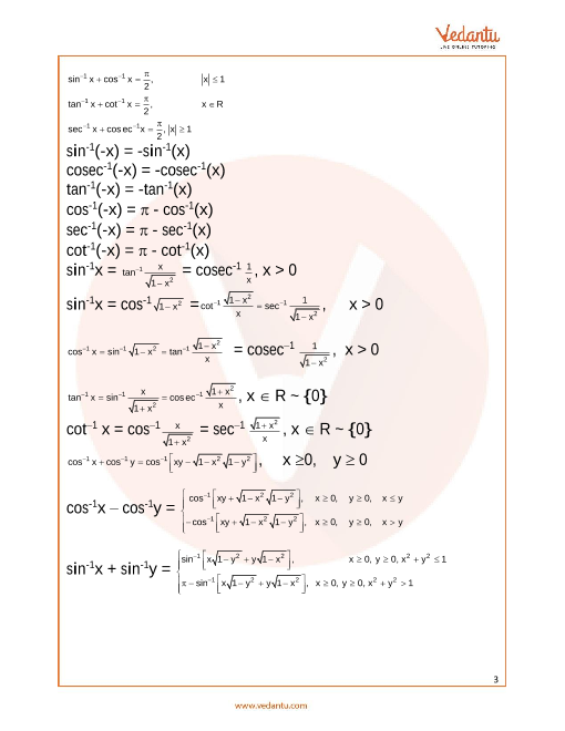 Trigonometry Formula Notes
