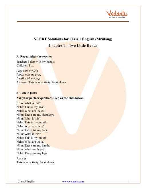 Class 1 English Chapter 1 Letters Of The Alphabet