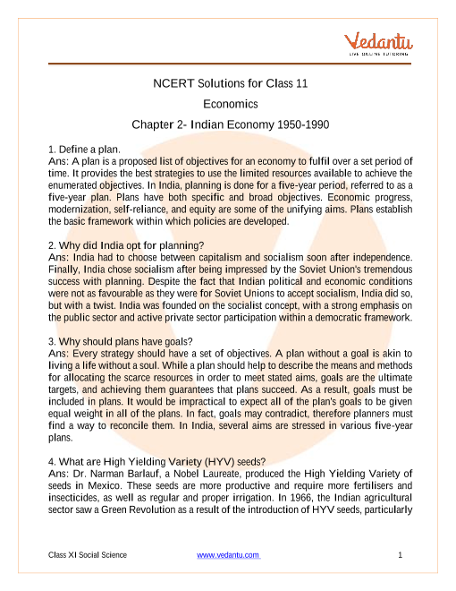 NCERT Solutions for Class 11 Indian Economic Development - Chapter 2 ...