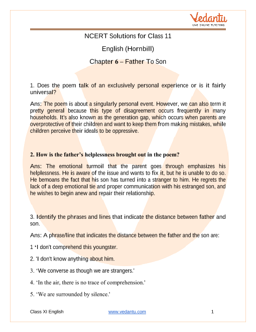 NCERT Solutions For Class 11 English Hornbill Chapter 6 Poem Childhood NCERT Solutions For Class 11 English Hornbill Chapter 6 Poem Childhood