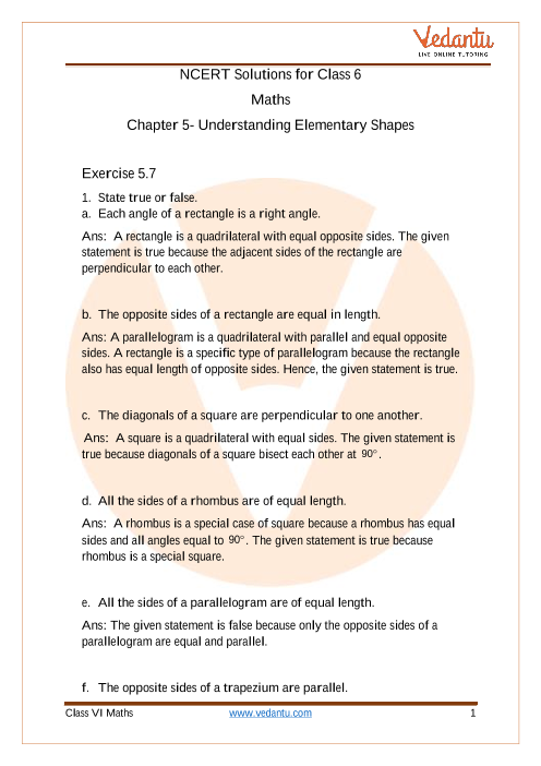 NCERT Solutions for Class 6 Maths Chapter 5 Understanding Elementary ...