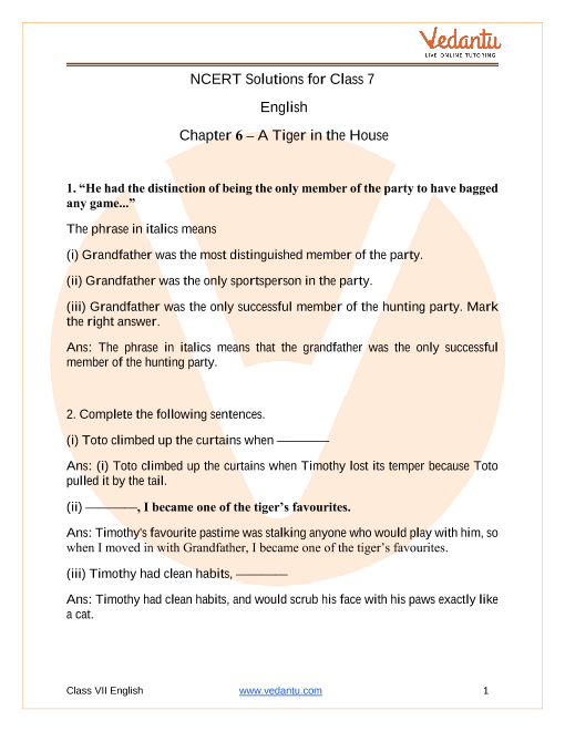 NCERT Solutions For Class 7 English An Alien Hand Chapter 6 I Want