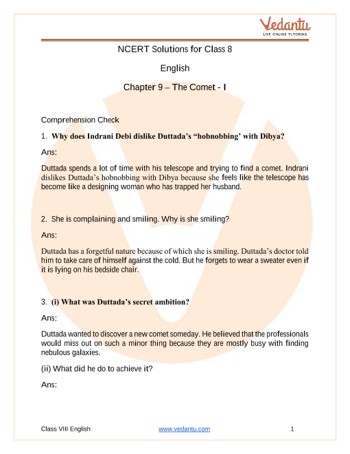 NCERT Solutions for Class 8 English It So Happened Chapter 9 - The ...