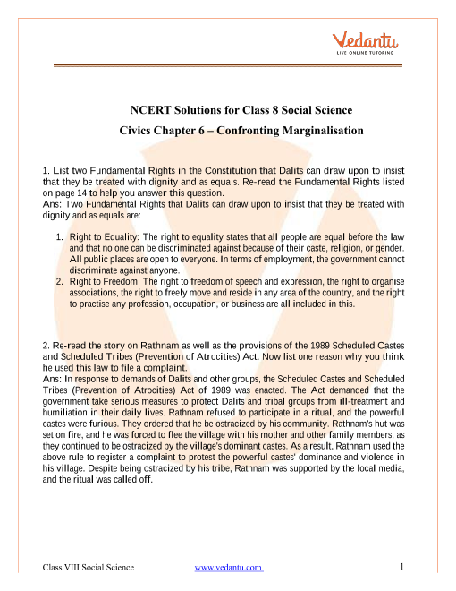 NCERT Solutions for Class 8 Social Science - Social and Political Life ...