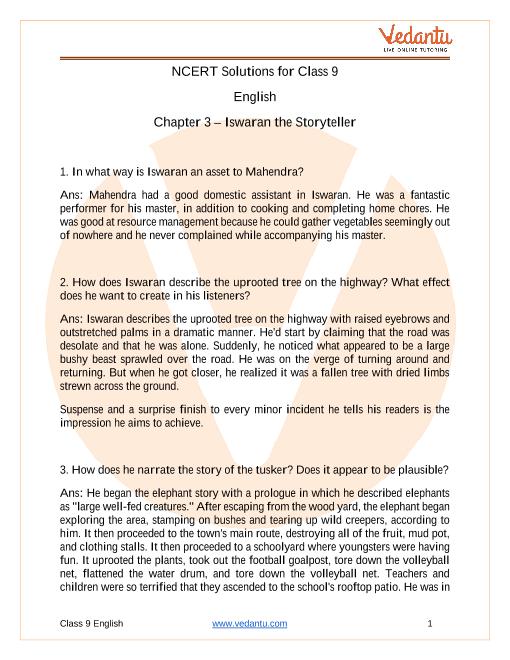 NCERT Solutions For Class 9 English Moments Chapter 3 Iswaran The NCERT Solutions For Class 9 English Moments Chapter 3 Iswaran The