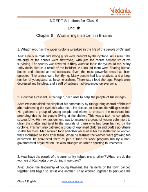 NCERT Solutions for Class 9 English Moments Chapter 6 - Weathering The ...
