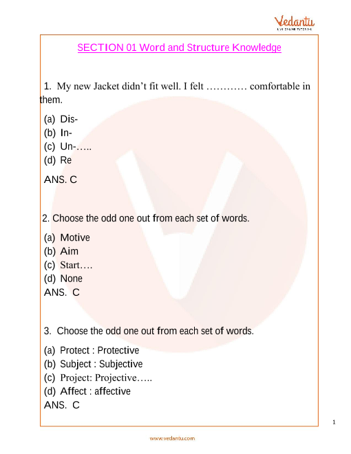 IEO English Sample Paper 1 For Class 6 With Solutions IEO English Sample Paper 1 For Class 6 With Solutions