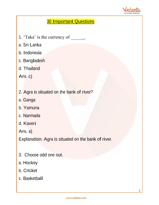 IGKO Important Questions For Class 3