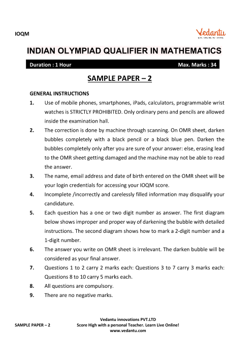 IOQM 2022 Sample Paper 2