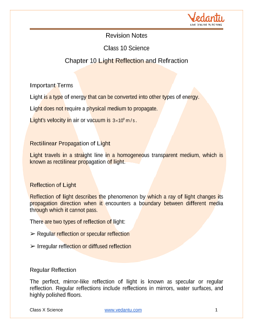 Light Refraction And Reflection Class 10 Mind Map Light Refraction And Reflection Class 10 Mind Map