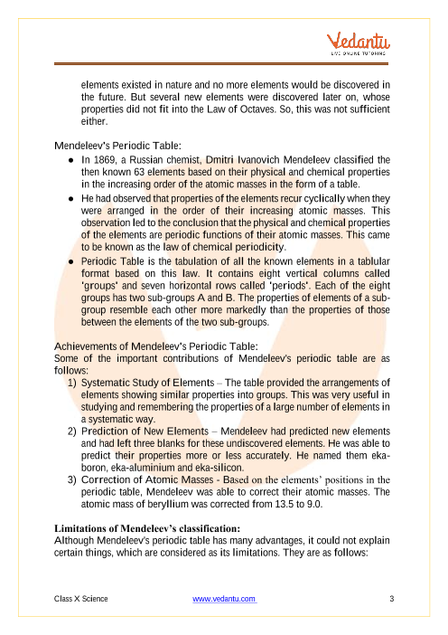 The Periodic Table And Classification Of Elements Worksheet | Cabinets ...