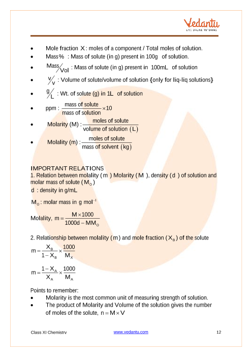 Grade 11 Chemistry Formula Sheet